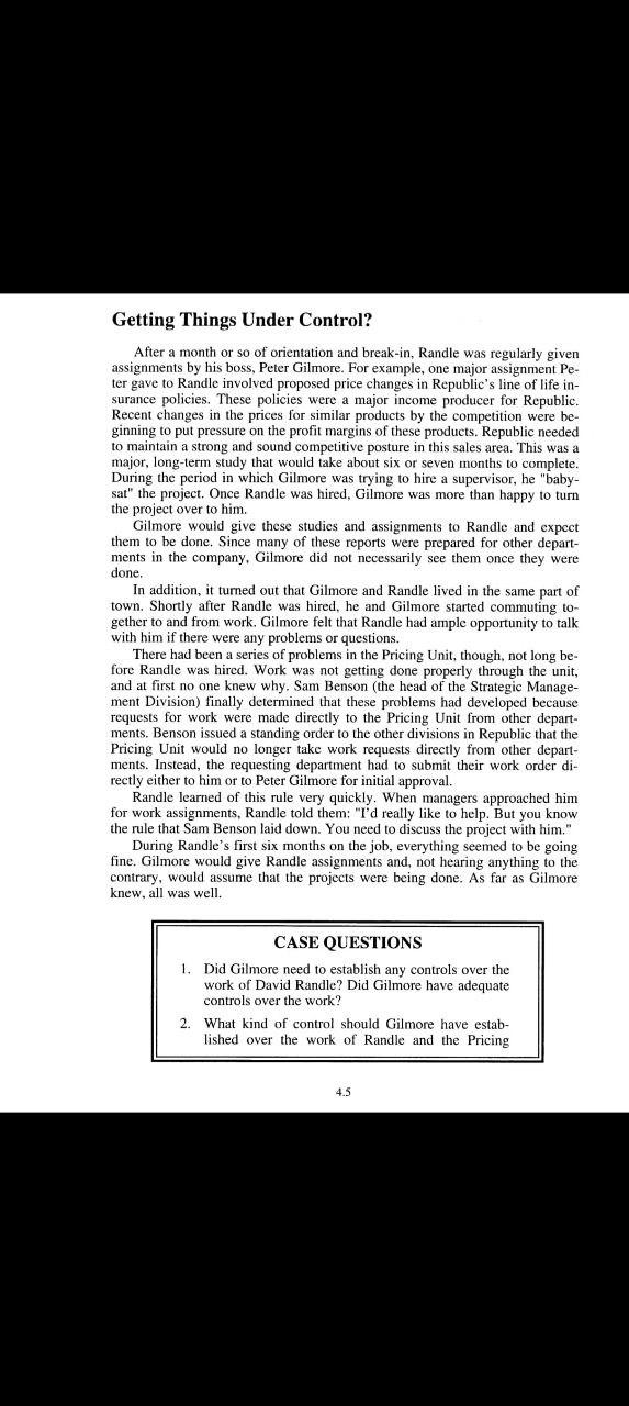 Solved Getting Things Under Control? After a month or so of | Chegg.com