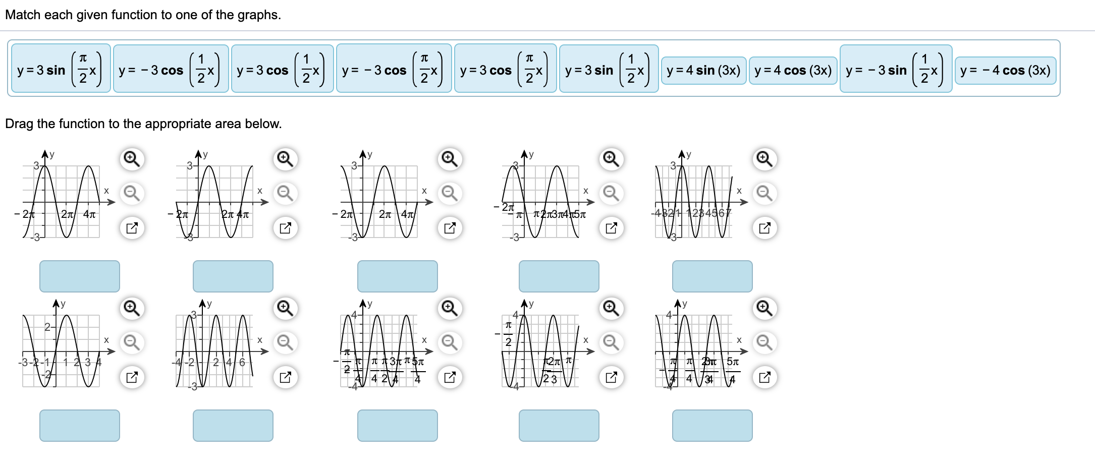 Solved Match each given function to one of the graphs. 1 y=3 | Chegg.com