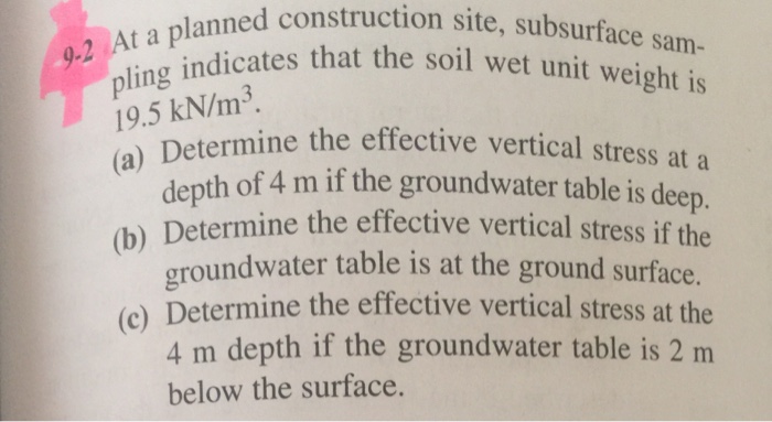 Solved At a planned construction site, subsurface sampling | Chegg.com
