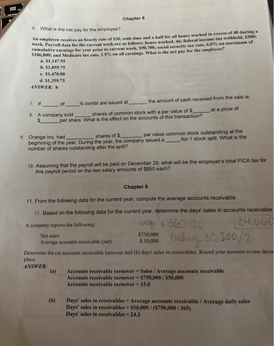 Solved Chapter 8 6 What is the net pay for the employee? | Chegg.com