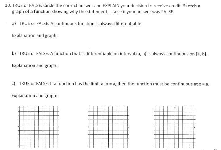 Solved 10. TRUE or FALSE. Circle the correct answer and | Chegg.com
