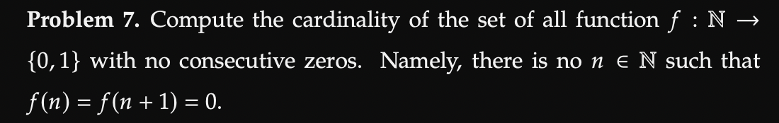 Solved Problem 7. Compute the cardinality of the set of all | Chegg.com