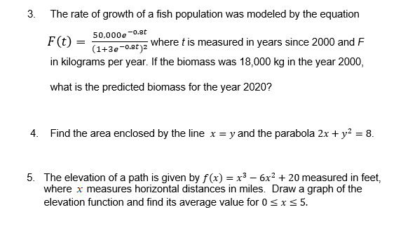 Solved The rate of growth of a fish population was modeled | Chegg.com