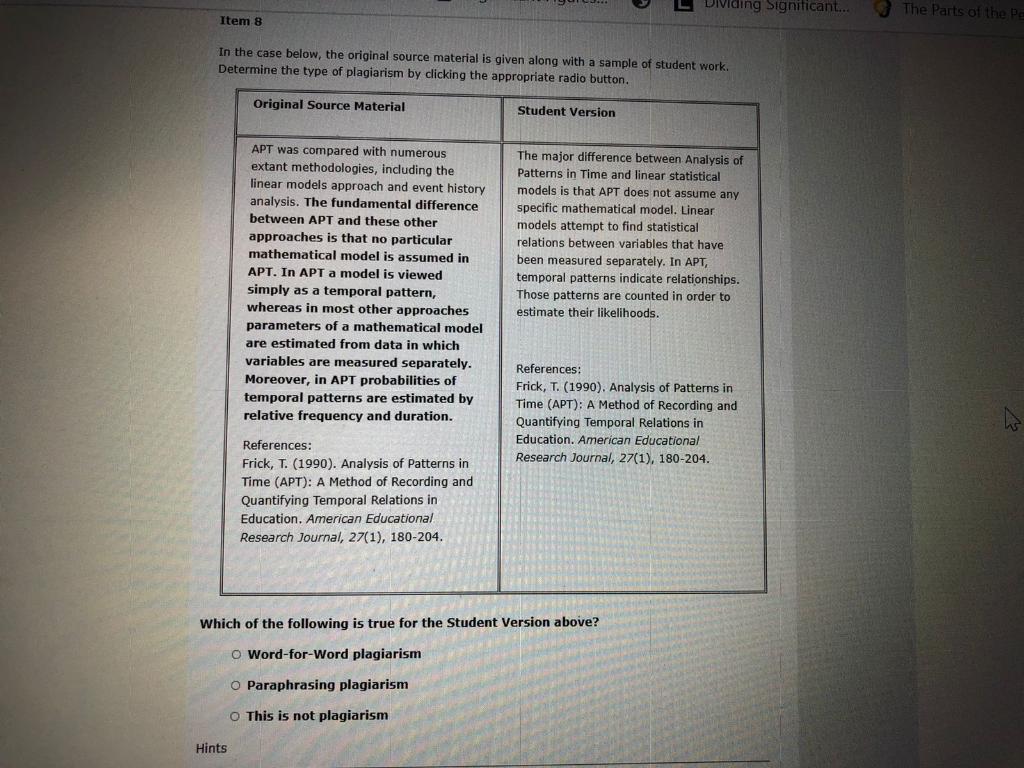 Solved Dividing significant... The Parts of the pe Item 8 In | Chegg.com
