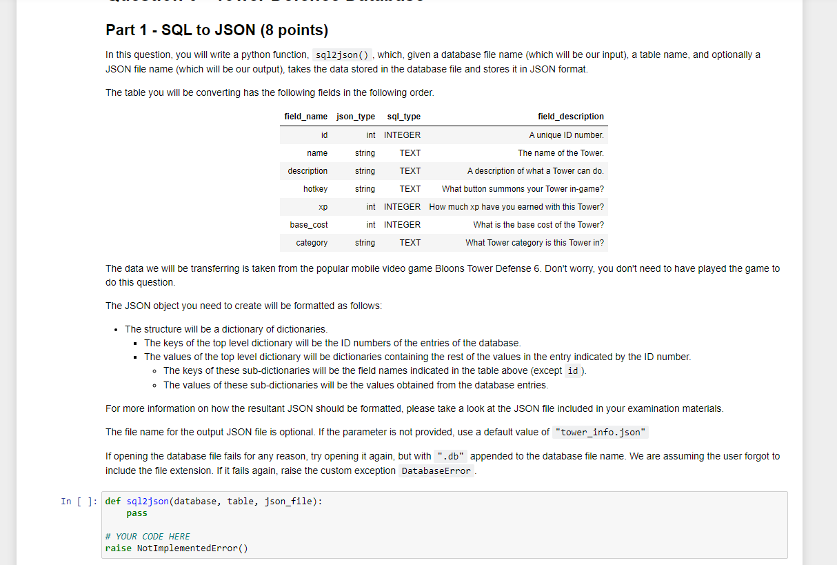 Solved Question 3 - Tower Defence Database Part 1 - SQL to | Chegg.com