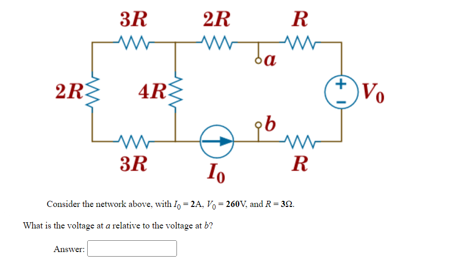 Solved Consider the network above, with I0=2 A,V0=260 V, and | Chegg.com