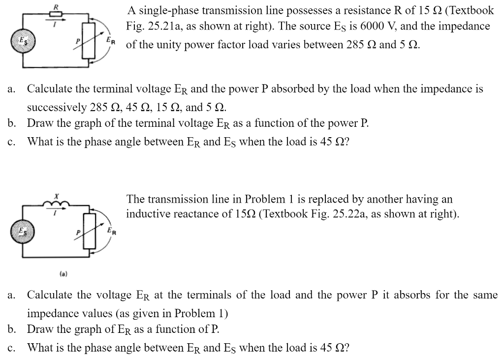 Solved A single-phase transmission line possesses a | Chegg.com
