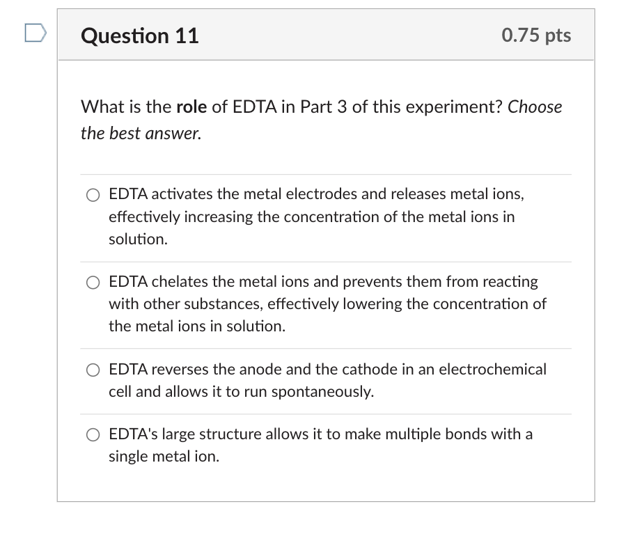 Solved What is the role of EDTA in Part 3 of this | Chegg.com