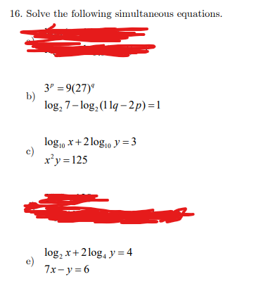 Solved Solve the following simultaneous | Chegg.com