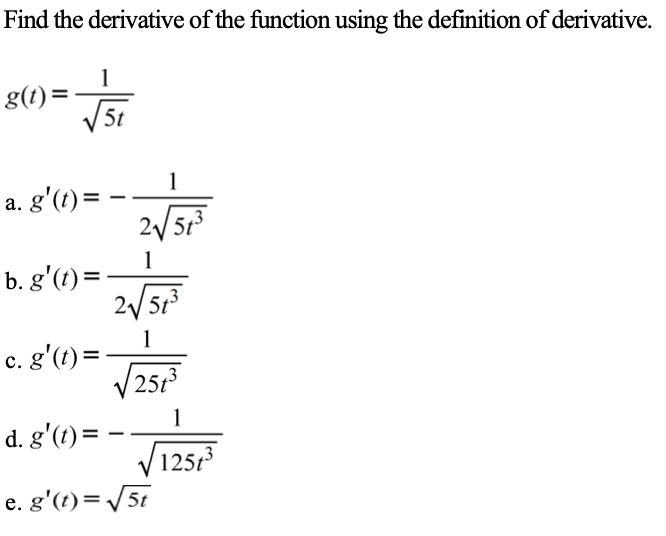 Solved Find the derivative of the function using the | Chegg.com