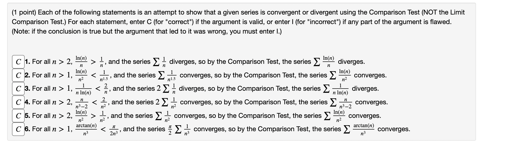 Solved (1 point) Each of the following statements is an | Chegg.com