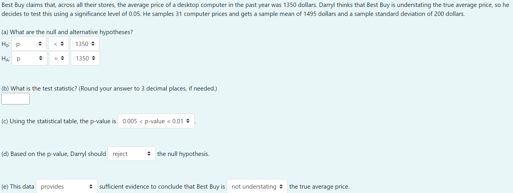 Solved Best Buy claims that, across all their stores, the | Chegg.com