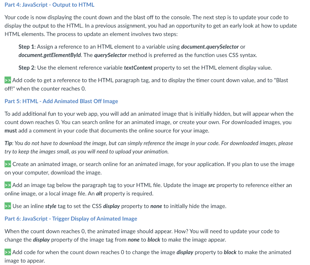 Solved Part 1: Assignment JavaScript and HTML Files For this | Chegg.com