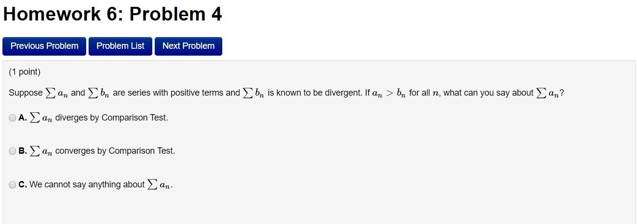 Solved Homework 6 Problem 4 Previous Problem Problem List
