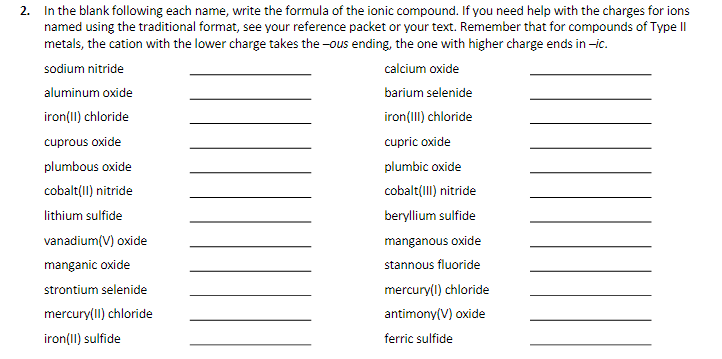 [Solved]: 2. In the blank following each name, write the f