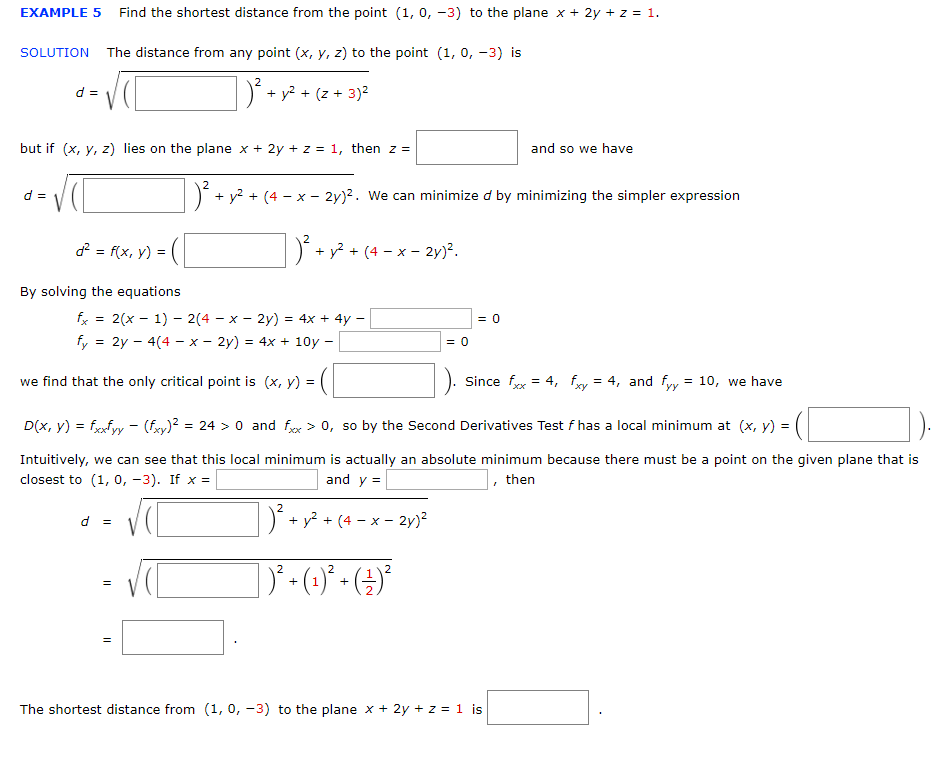 Solved EXAMPLE 5 Find the shortest distance from the point | Chegg.com