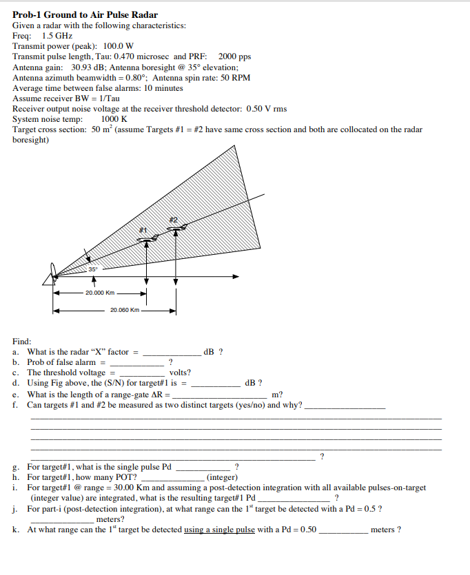 Solved Prob-1 Ground to Air Pulse Radar Given a radar with | Chegg.com