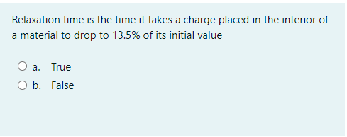 Solved Relaxation time is the time it takes a charge placed | Chegg.com