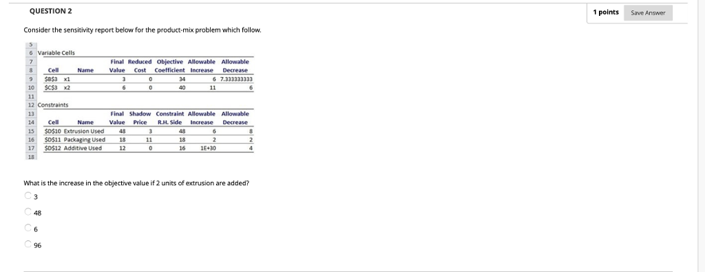Solved QUESTION 2 1 points Save Answer Consider the | Chegg.com