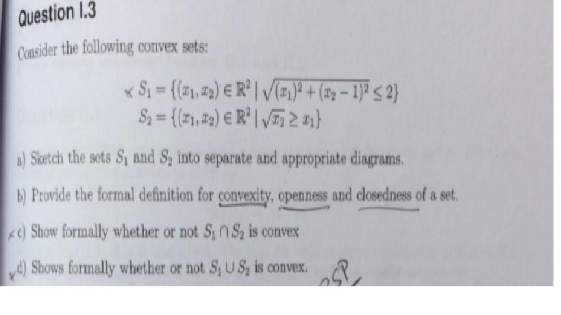 Solved Question 1.3 Consider the following convex sets: * $i | Chegg.com