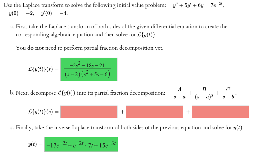Solved Use the Laplace transform to solve the following | Chegg.com