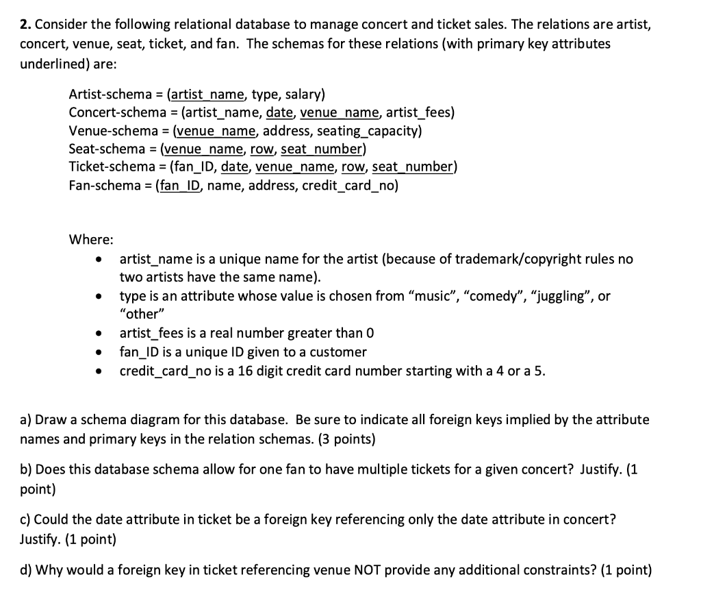 Solved 2. Consider the following relational database to | Chegg.com