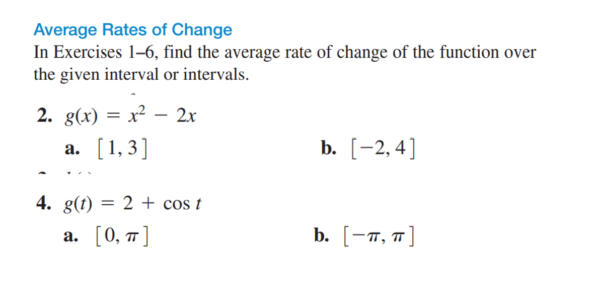 Solved Average Rates of Change In Exercises 1-6, find the | Chegg.com