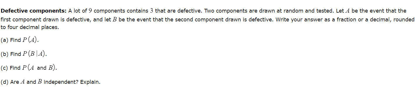 Solved Defective components: A lot of 9 components contains | Chegg.com