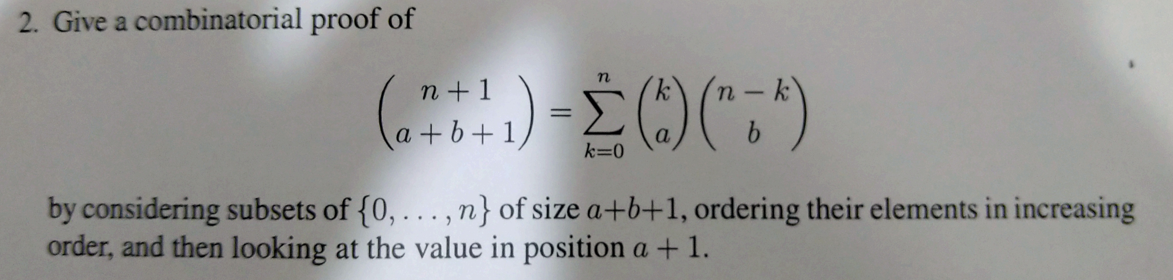 Solved 2. Give a combinatorial proof of | Chegg.com