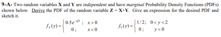 Solved Two random variables X and Y are independent and have | Chegg.com