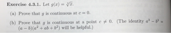 Solved Exercise 4.3.1. Let g(x) = (a) Prove that g is | Chegg.com