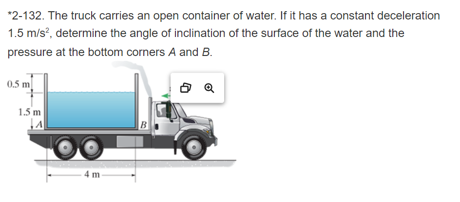 Solved ∗2−132. The truck carries an open container of water. | Chegg.com