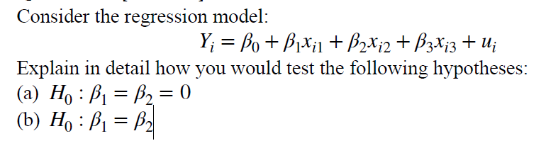 Solved Consider the regression model: Y; = Bo + B1Xi1 + | Chegg.com