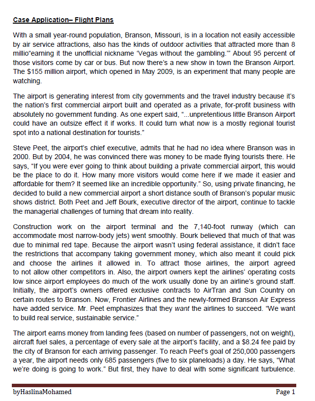 Solved Case Application- Flight Plans With a small | Chegg.com