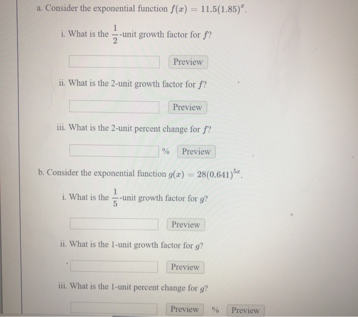 Solved a. Consider the exponential function f(x) = | Chegg.com