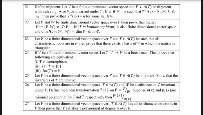 Solved Define nilpotent. Let V be a finite dimensional | Chegg.com