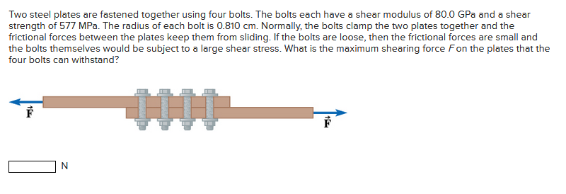 Solved Two steel plates are fastened together using four | Chegg.com