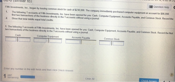 Solved Fifth Investments, Inc., began by issuing common | Chegg.com