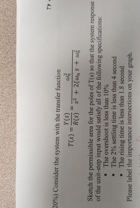 Solved TP = 20%) Consider the system with the transfer | Chegg.com