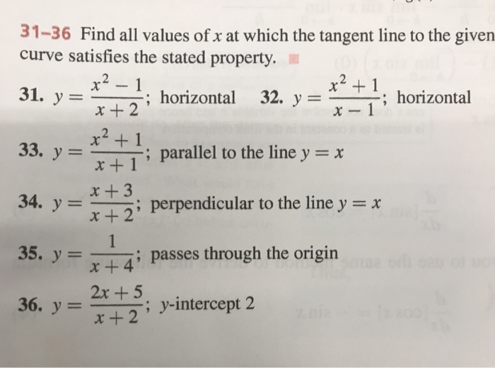 Solved 31-36 Find all values of x at which the tangent line | Chegg.com