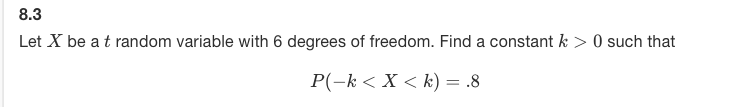 Solved Let X be a t random variable with 6 degrees of | Chegg.com