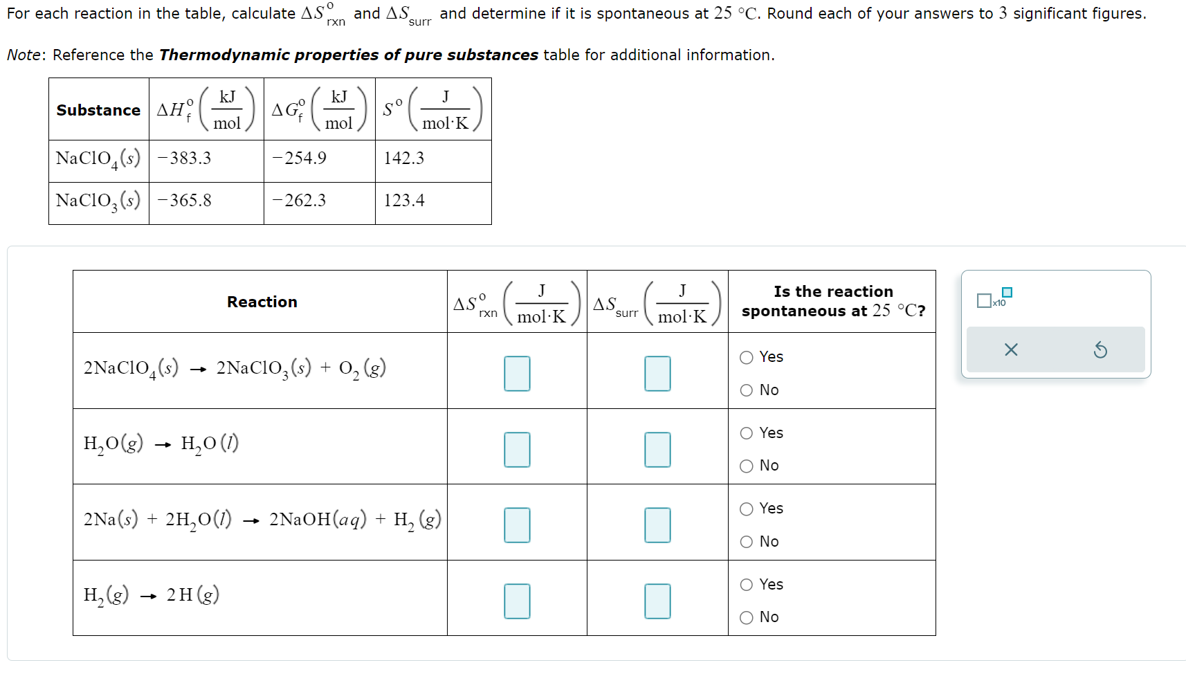 Solved For each reaction in the table, calculate ΔSrxn o | Chegg.com