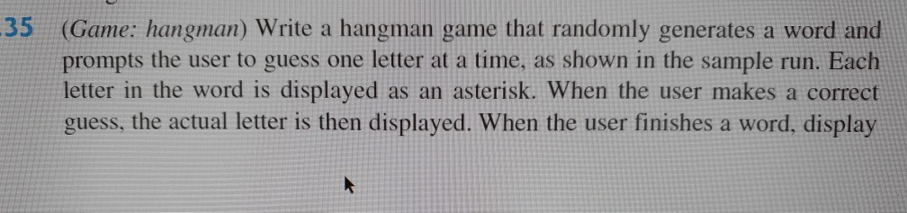 -35 (Game: hangman) Write a hangman game that | Chegg.com