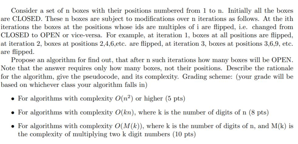 Solved Consider a set of n boxes with their positions | Chegg.com