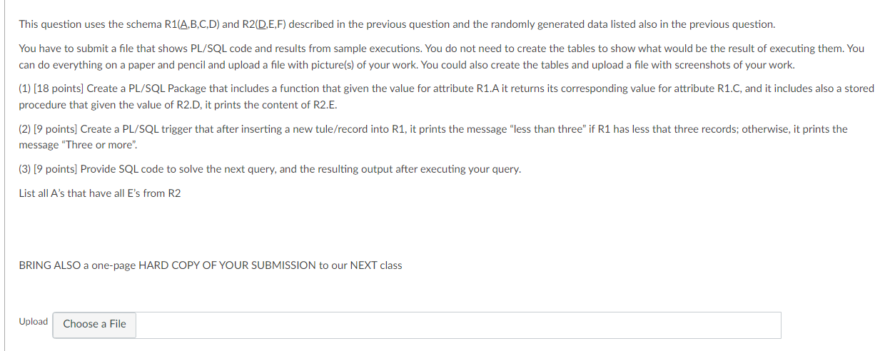This question uses the schema R1(A,B,C,D) and | Chegg.com