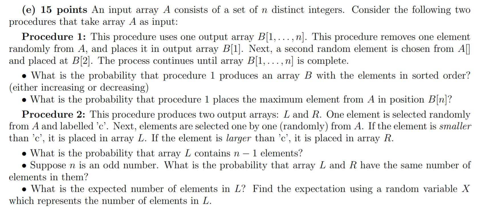 Solved E 15 Points An Input Array A Consists Of A Set Of N 