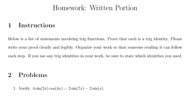Solved Homework: Written Portion 1 Instructions Below is a | Chegg.com