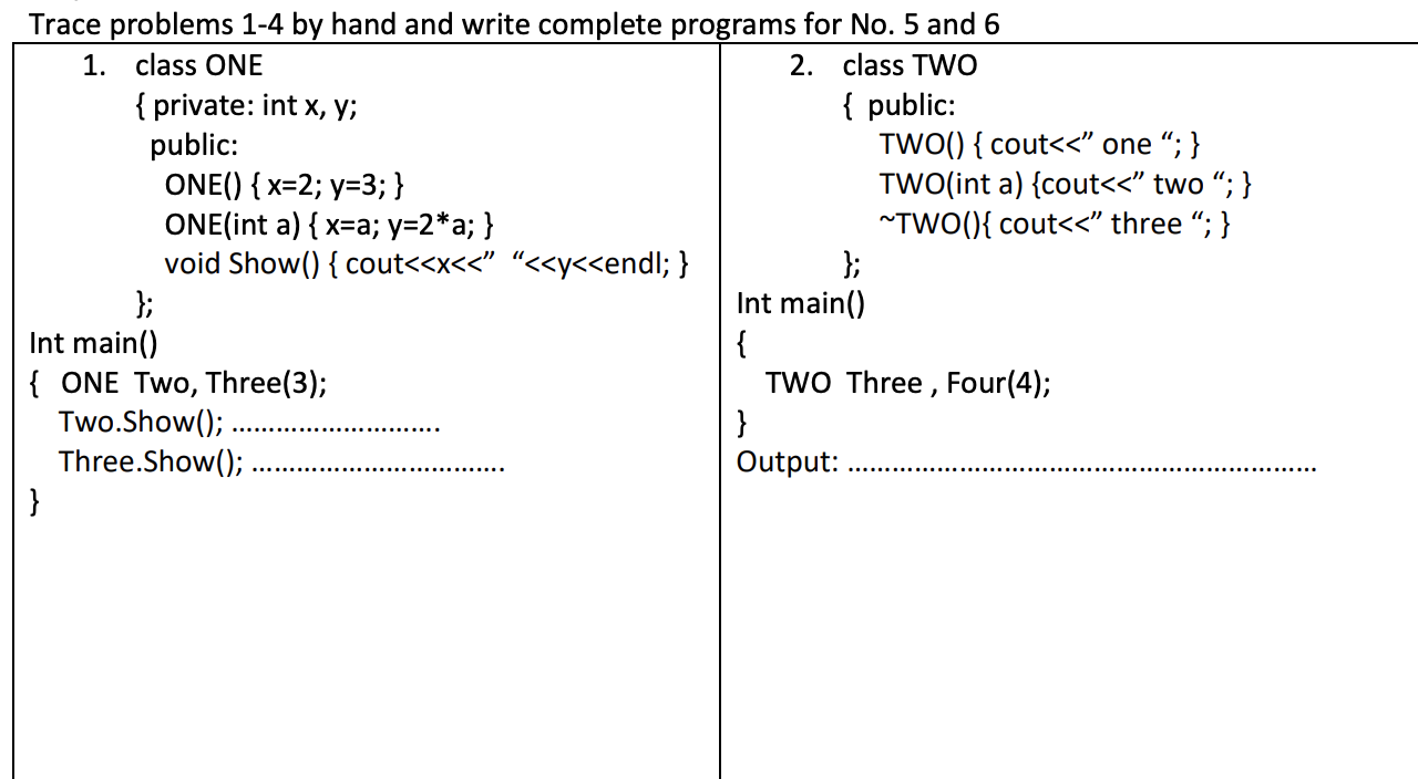 Solved Trace problems 1-4 by hand and write complete | Chegg.com