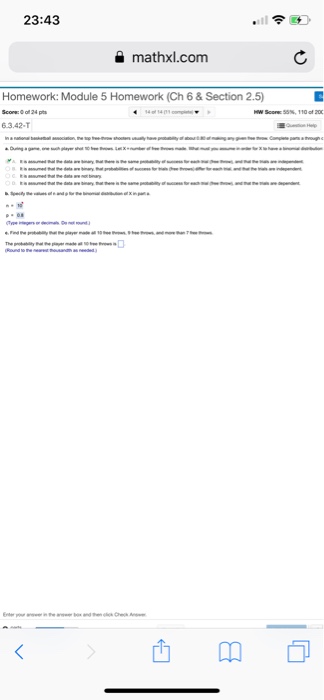 23:43 a mathxl.com Homework: Module 5 Homework (Ch 6& | Chegg.com