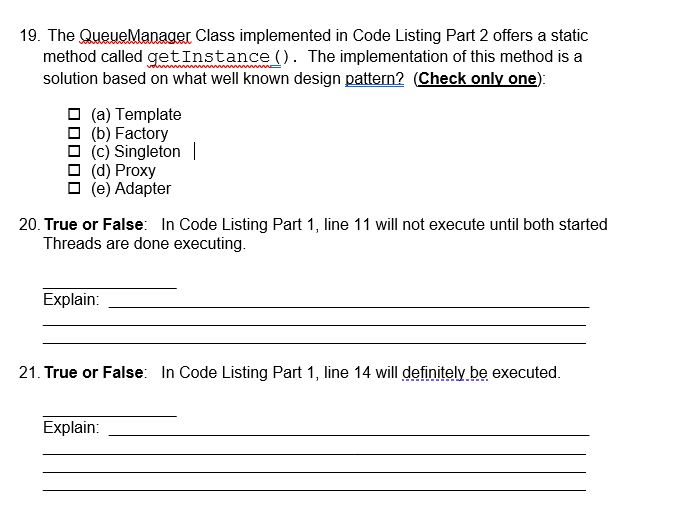 Solved 19. The Queue Manager Class implemented in Code | Chegg.com